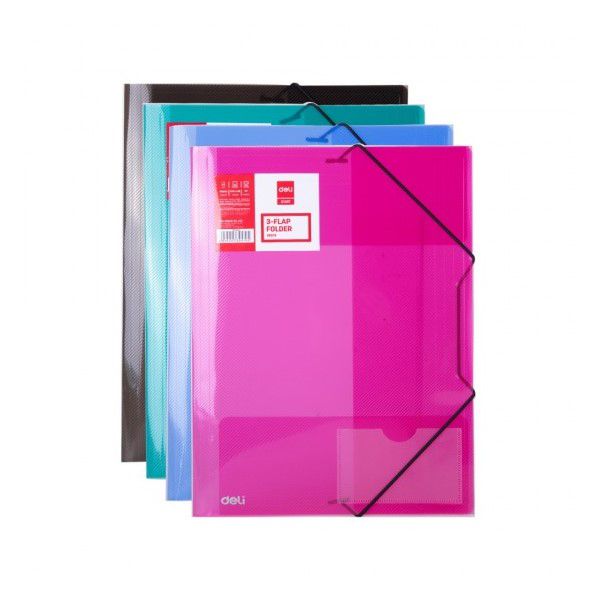 DELI 3 FLAP ASSORTED ELASTIC FOLDER A4 – Stationery Net