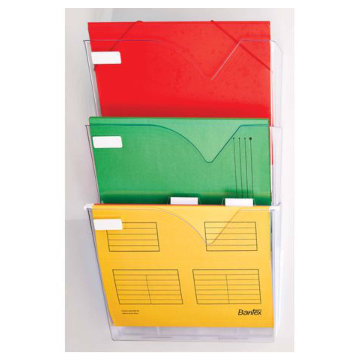 Wall Pocket Organiser – 3 Clear Pockets, Wall-Mount Document Holder ...