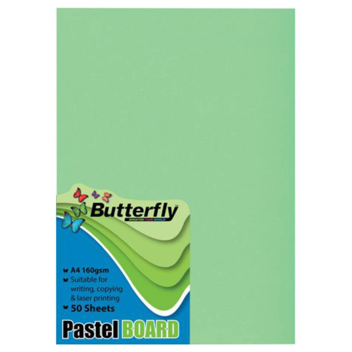 A4 Pastel Green Board - 50 Sheets Butterfly – Stationery Net