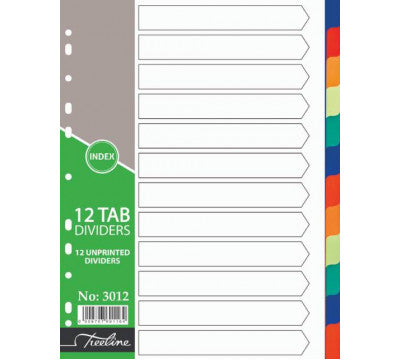Treeline 12 Tab Divider PVC - A4 Unprinted – Stationery Net