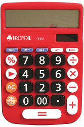 TREFOIL 12 DIGIT DESKTOP CALCULATOR RED 1650 – Stationery Net